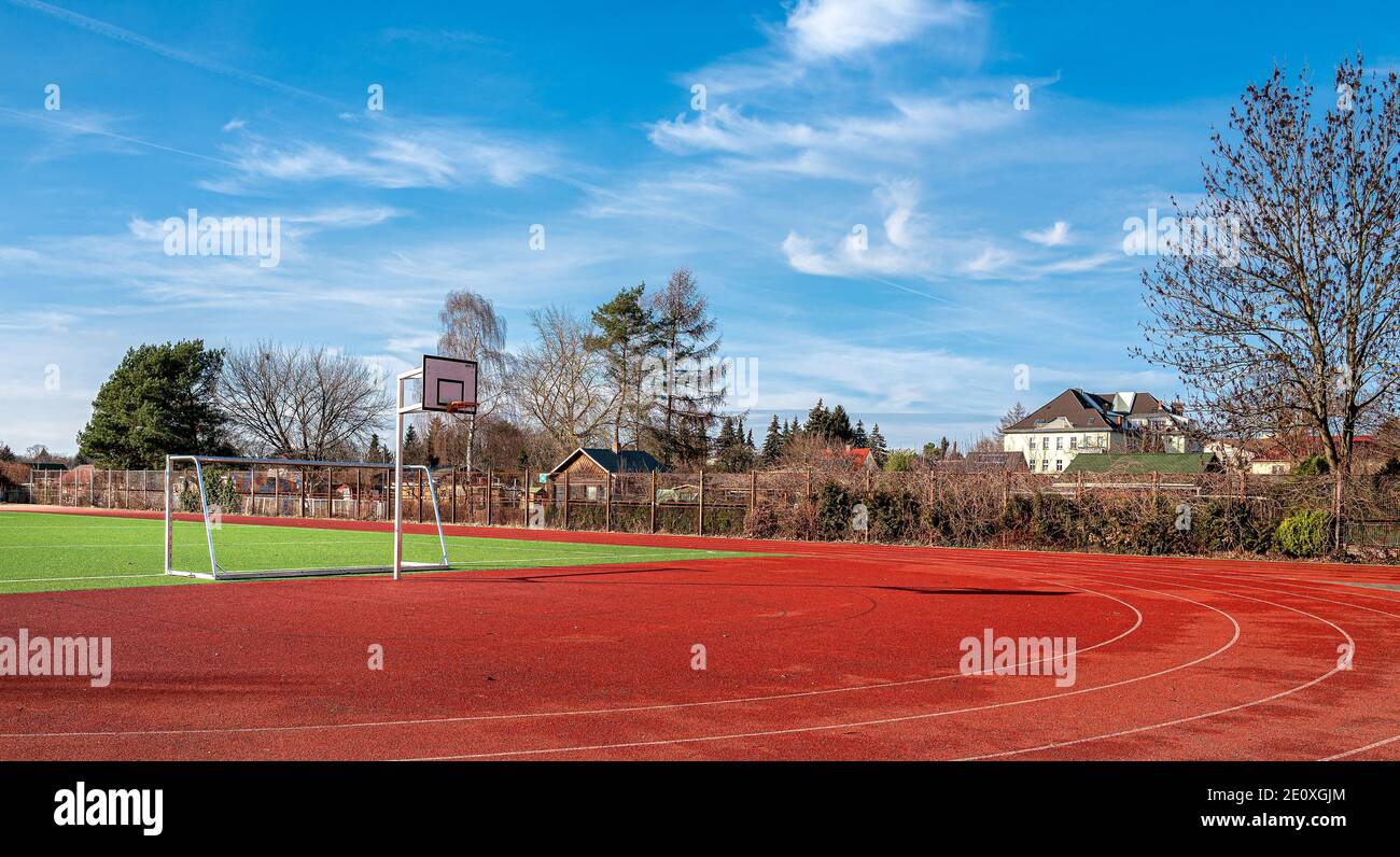 Sports Field At A School In Berlin Stock Photo - Alamy