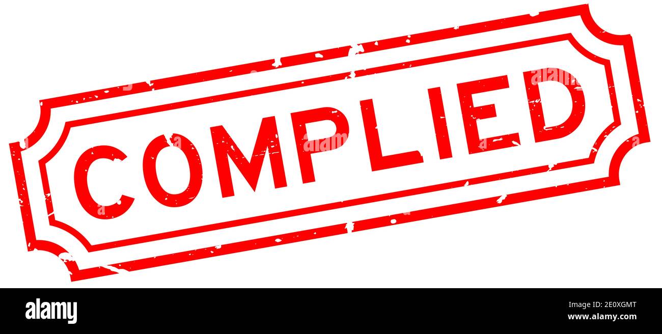 Grunge red complied word rubber seal stamp on white background Stock ...