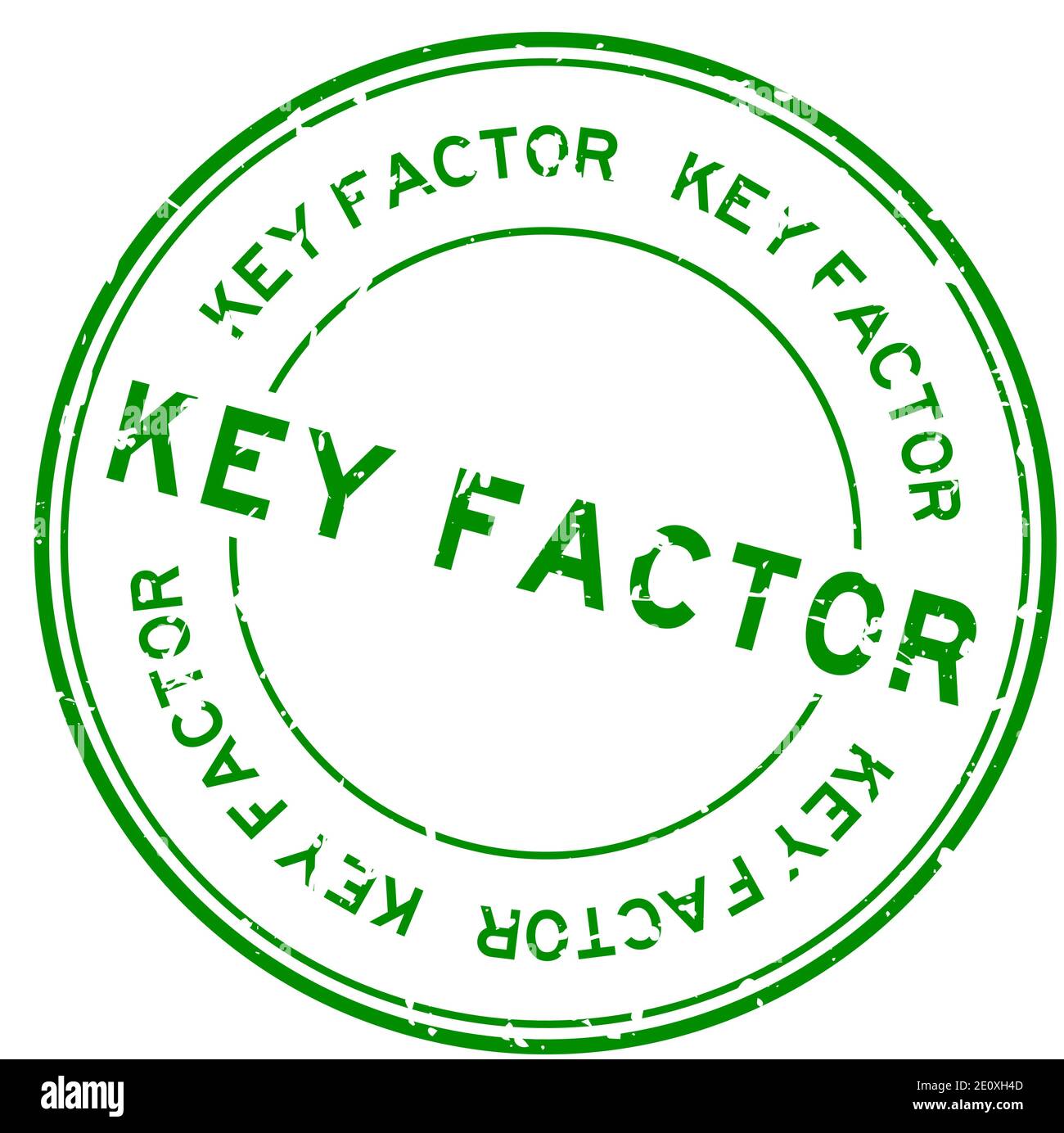 Grunge green key factor word round rubber seal stamp on white ...