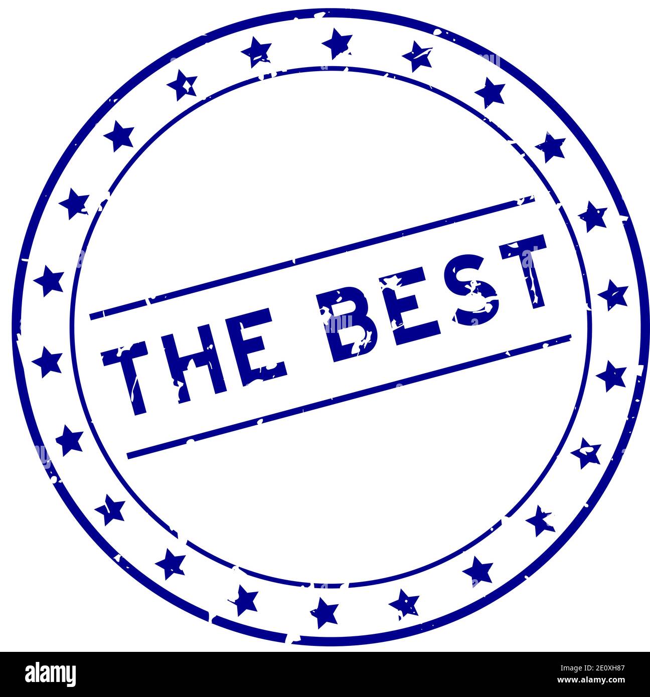 Grunge blue the best word round rubber seal stamp on white background ...
