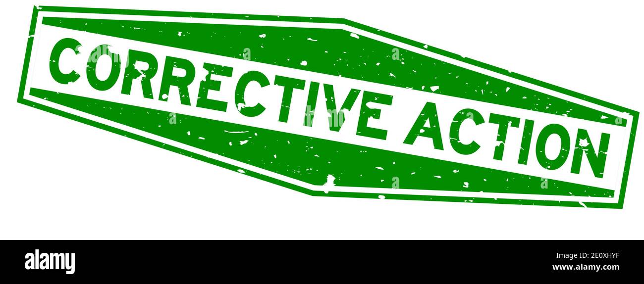 Grunge green corrective action word hexagon rubber seal stamp on white background Stock Vector ...