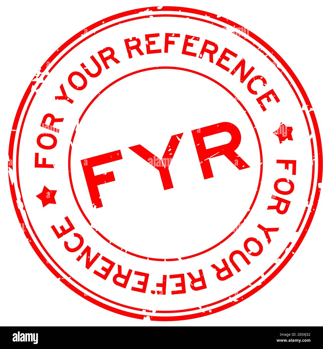 Grunge red FYR For Your Reference word round rubber seal stamp on white ...