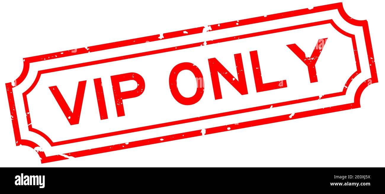 Grunge red VIP (abbreviation of very important person) only word rubber seal stamp on white ...