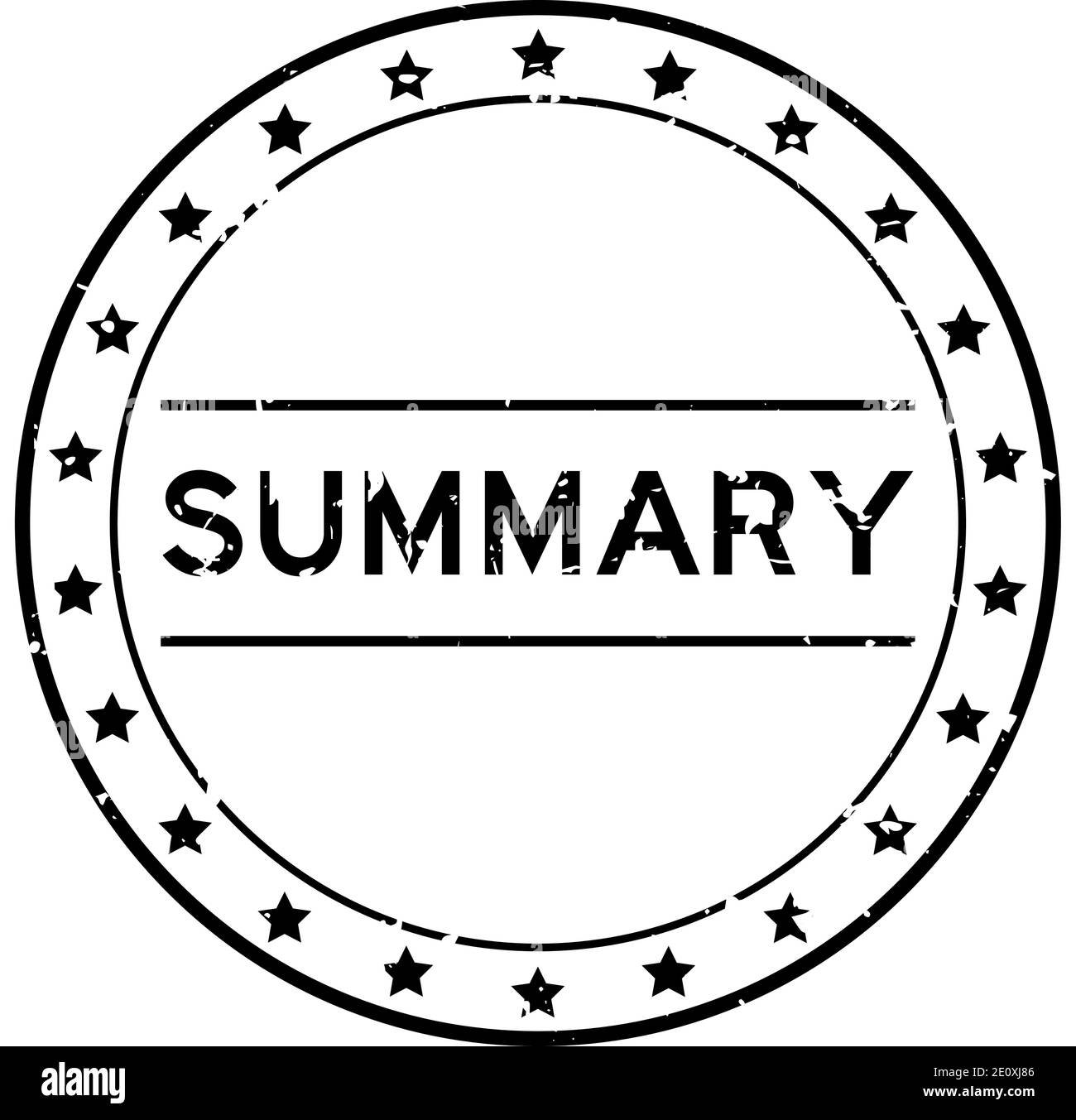 Grunge black summary word round rubber seal stamp on white background ...