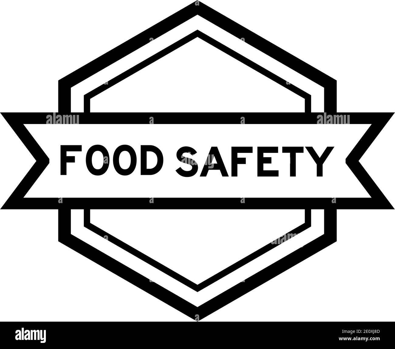 Hexagon vintage label banner in black color with word food safety on ...