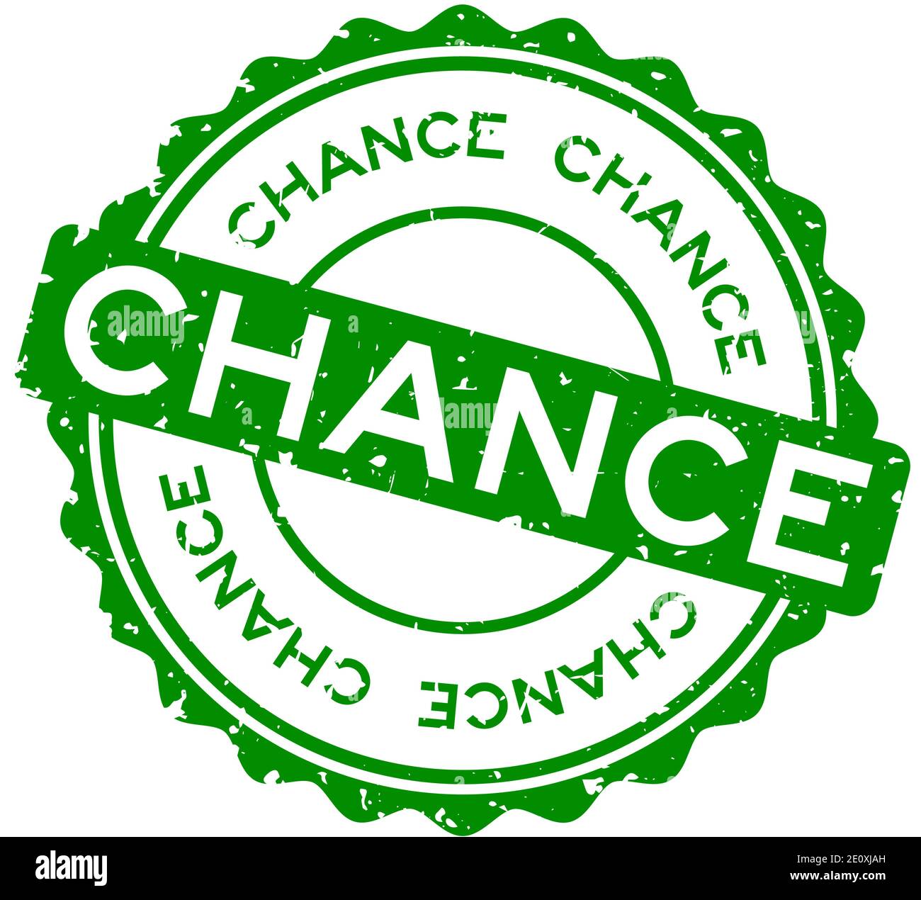 Grunge green chance word round rubber seal stamp on white background ...