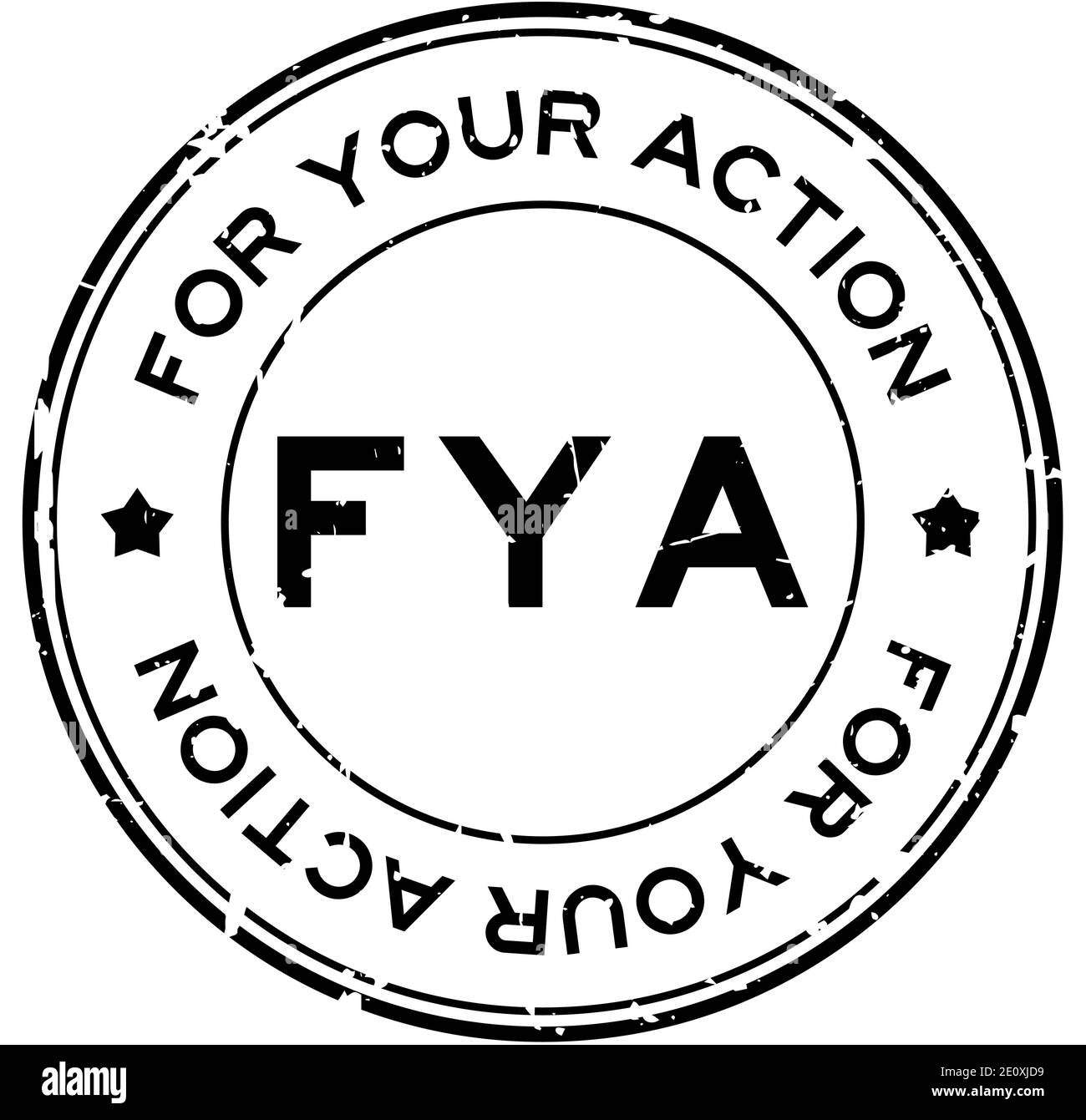 Grunge black FYA of For your action word round rubber seal stamp on ...