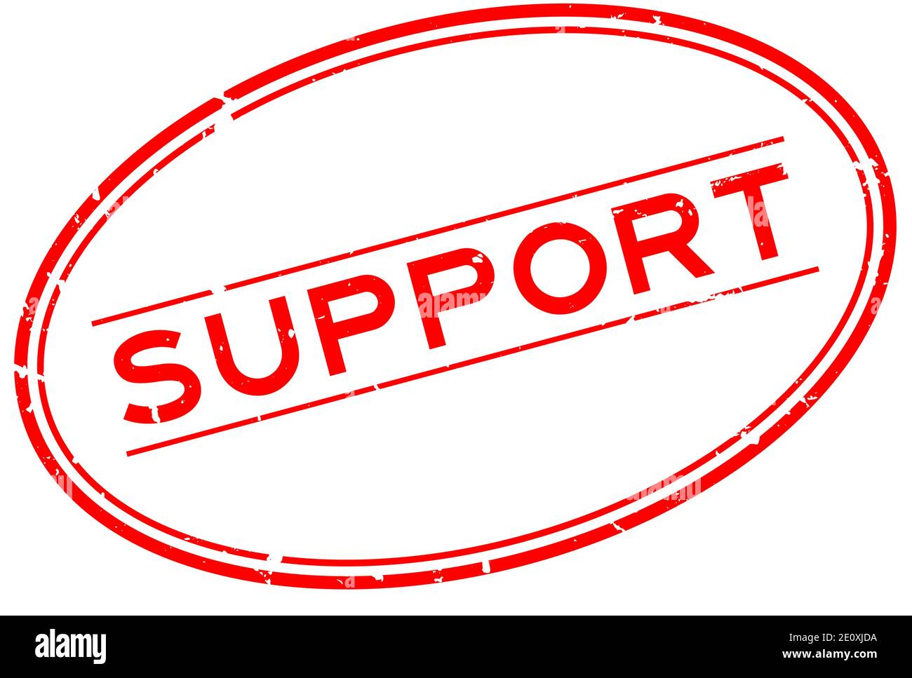 Grunge red support word oval rubber seal stamp on white background ...