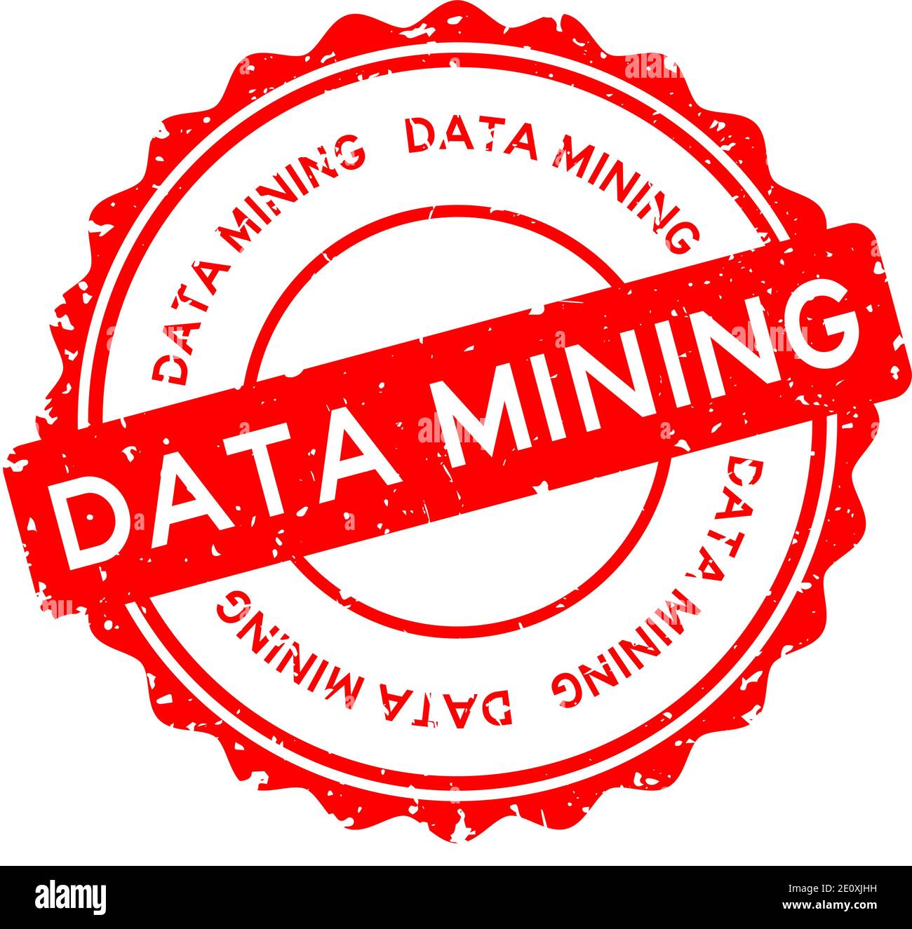 Grunge red data mining word round rubber seal stamp on white background ...
