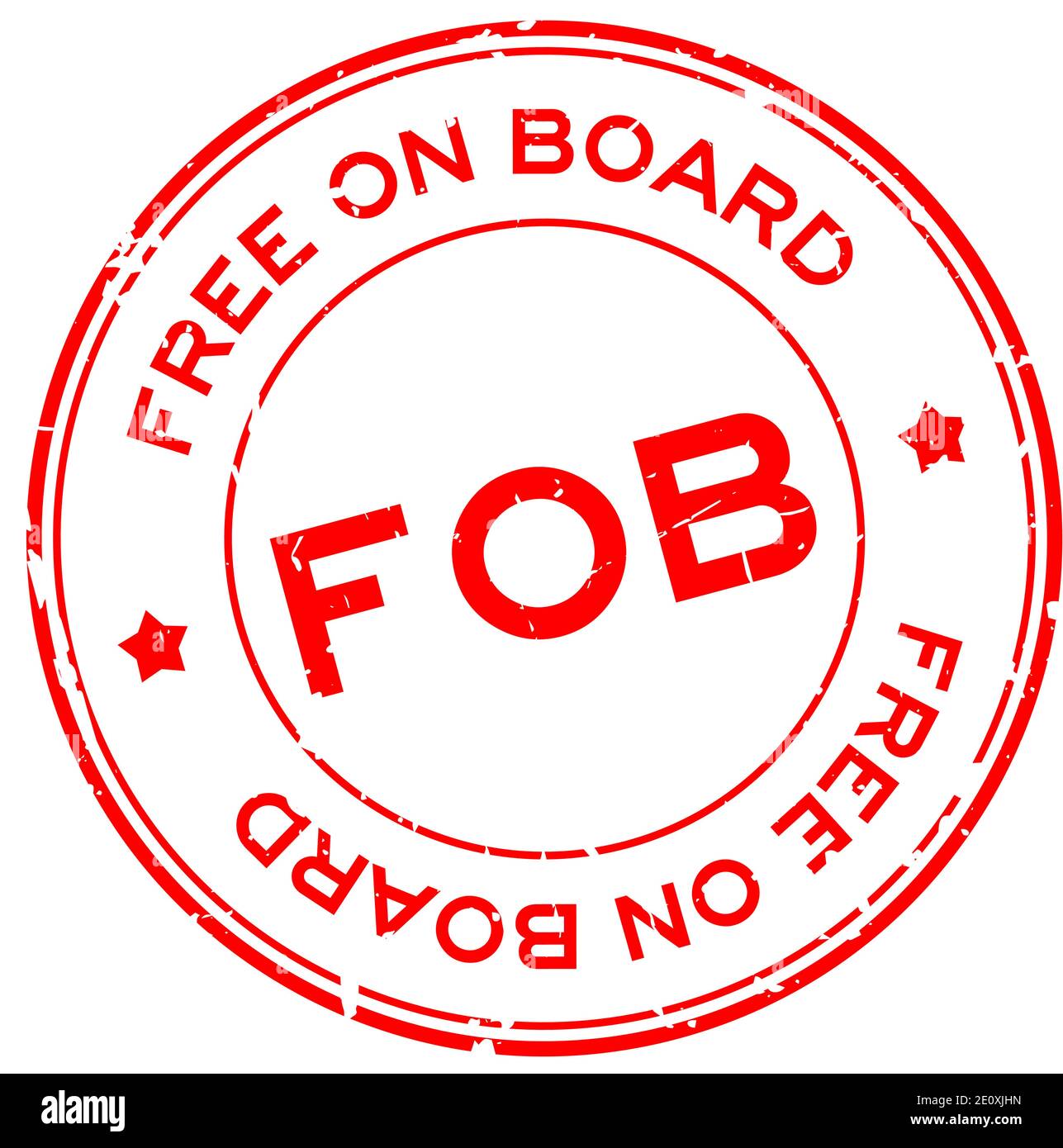 Grunge red FOB Free On Board word round rubber seal stamp on white ...