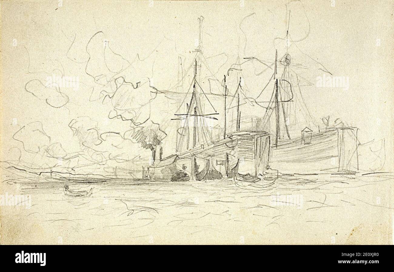 Levitan A fresh breeze On the Volga pencil study Stock Photo - Alamy