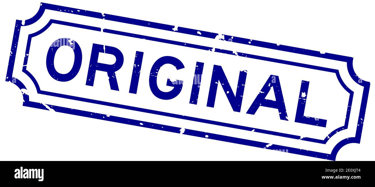 Grunge blue original word rubber business seal stamp on white ...