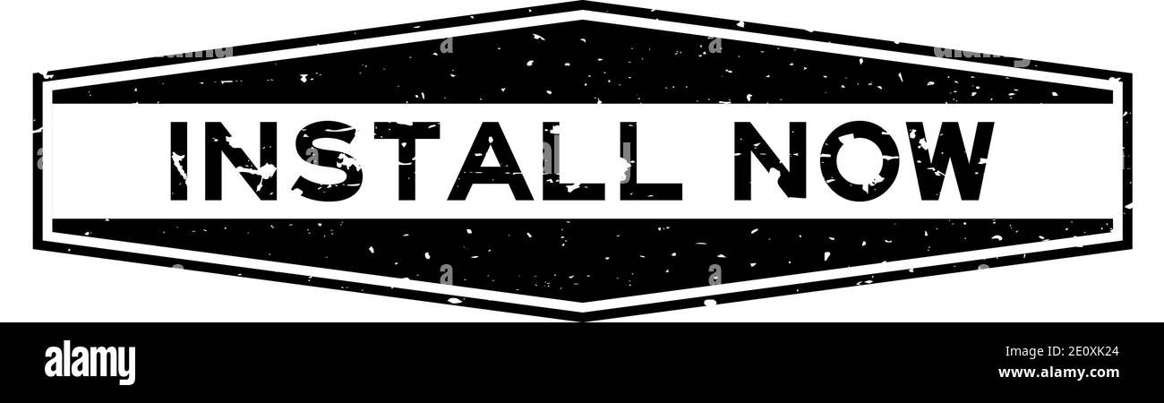 Grunge black install now word hexagon rubber seal stamp on white background Stock Vector Image ...