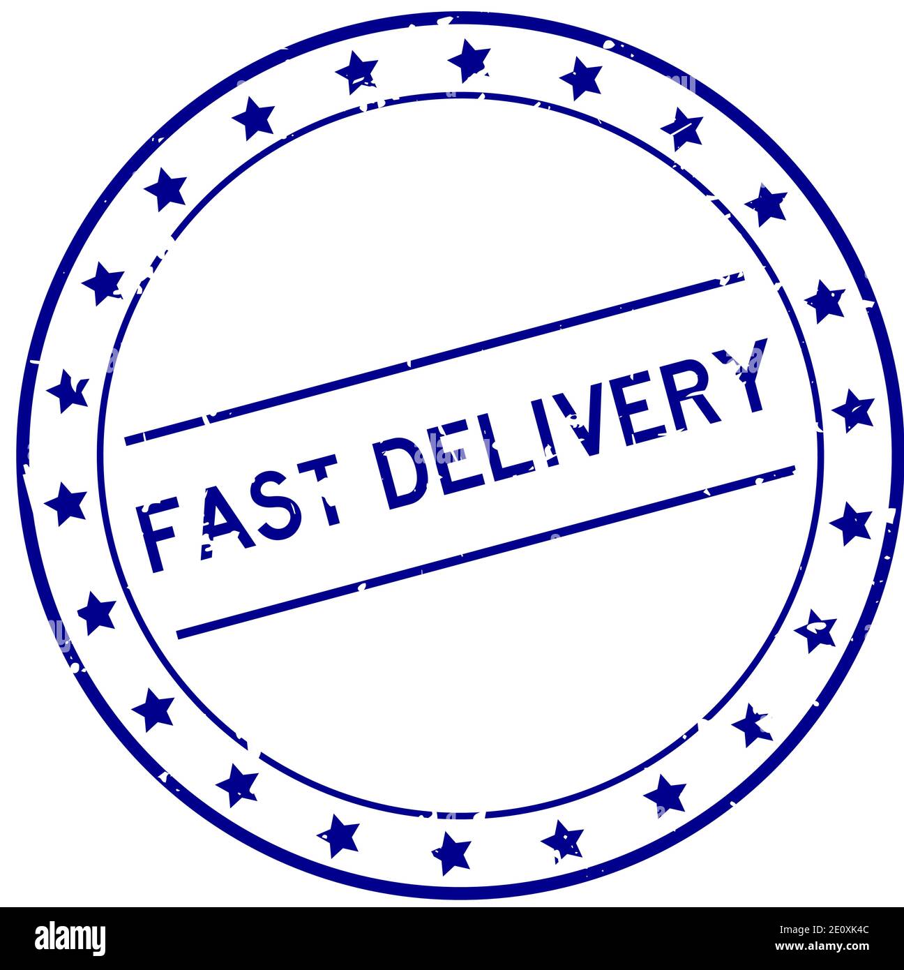 Grunge blue fast delivery word round rubber seal stamp on white background Stock Vector Image ...