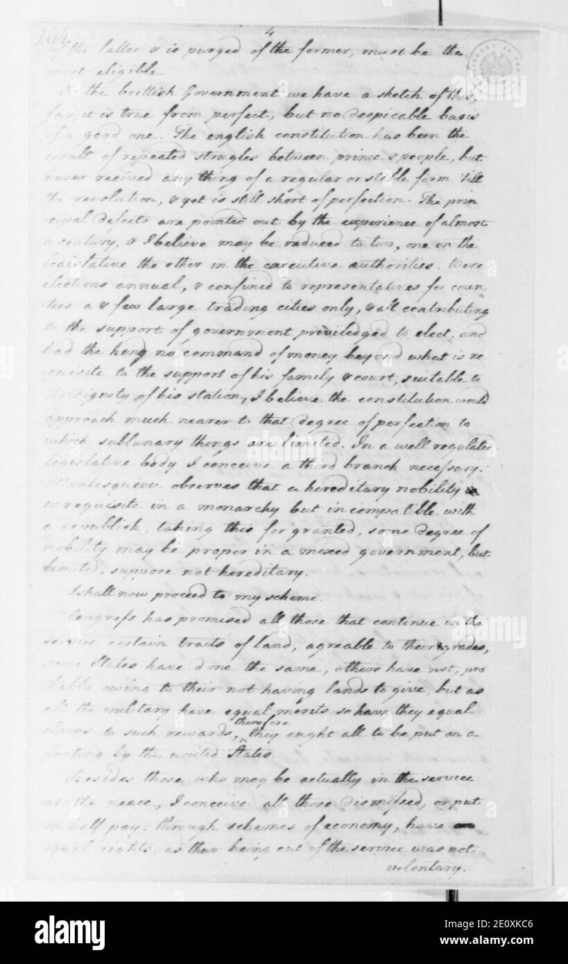 Lewis Nicola to George Washington - 1787-05-22 - 0263 Stock Photo - Alamy