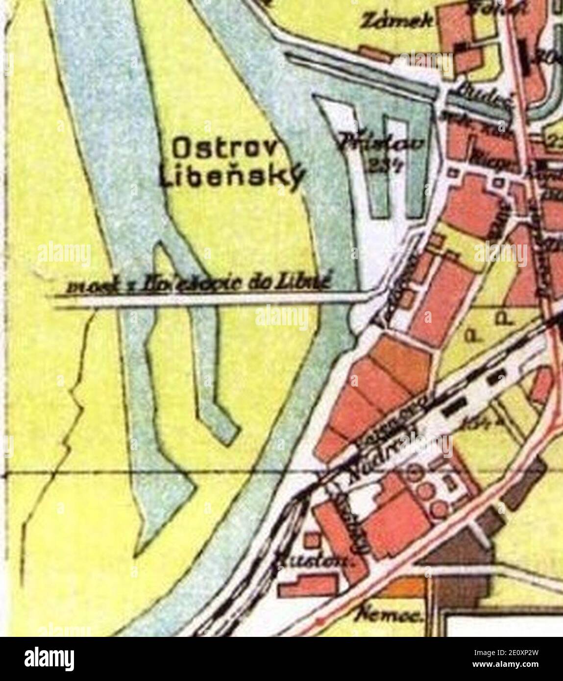 Libeň - mapa 1879 s úpravami - Libeňský most Stock Photo - Alamy