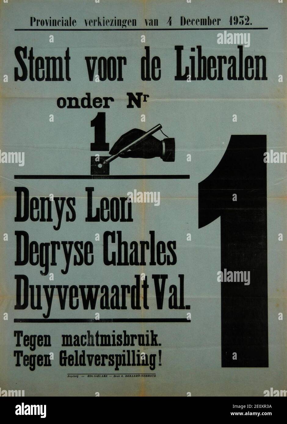 Liberale verkiezingsaffiche, 1932 - Campaign poster, Belgian Liberal ...
