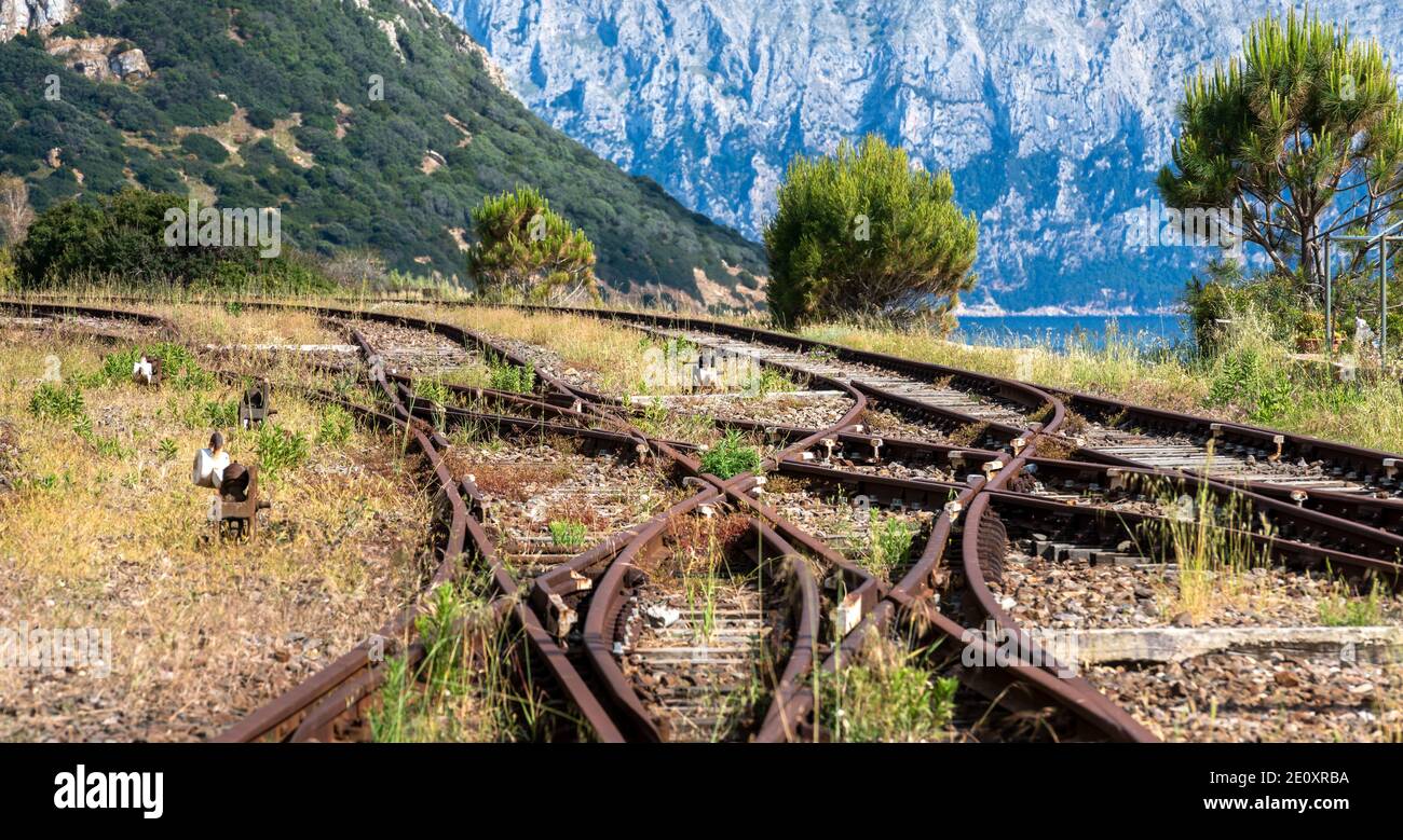 Disused Railway Line With Rusty Rails Stock Photo - Alamy