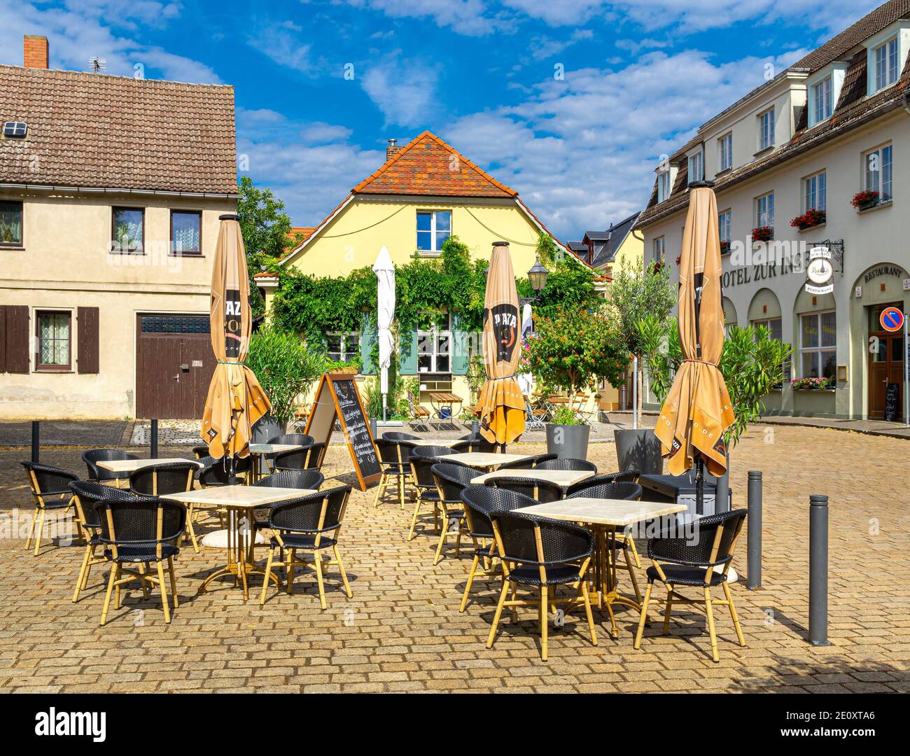 Market Place With Tables And Chairs Stock Photo - Alamy