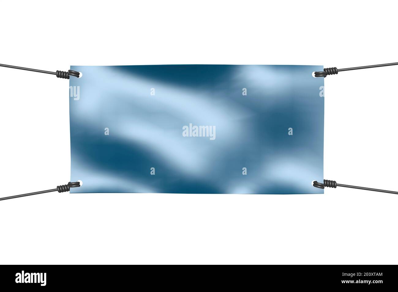 Blue banner with 4 corner tighted, 3D rendering Stock Photo - Alamy
