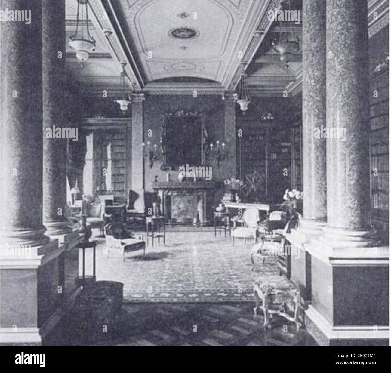 Library Dorchester House circa 1905 Stock Photo - Alamy