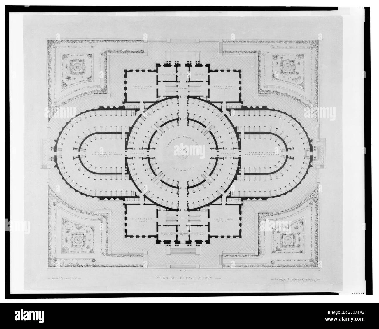 Plan of first story, site plan Stock Photo - Alamy