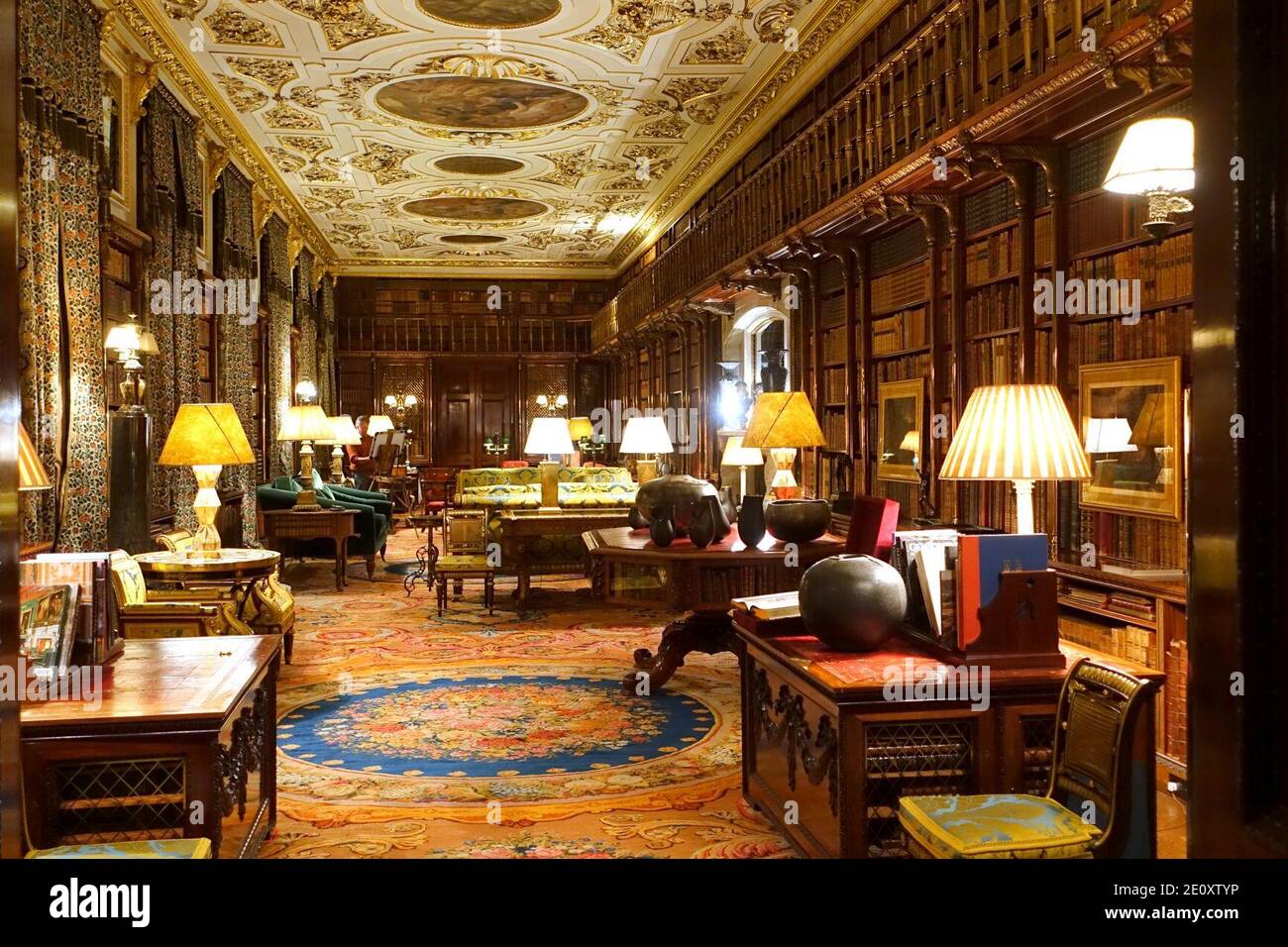 Library, Chatsworth House - Derbyshire, England Stock Photo - Alamy