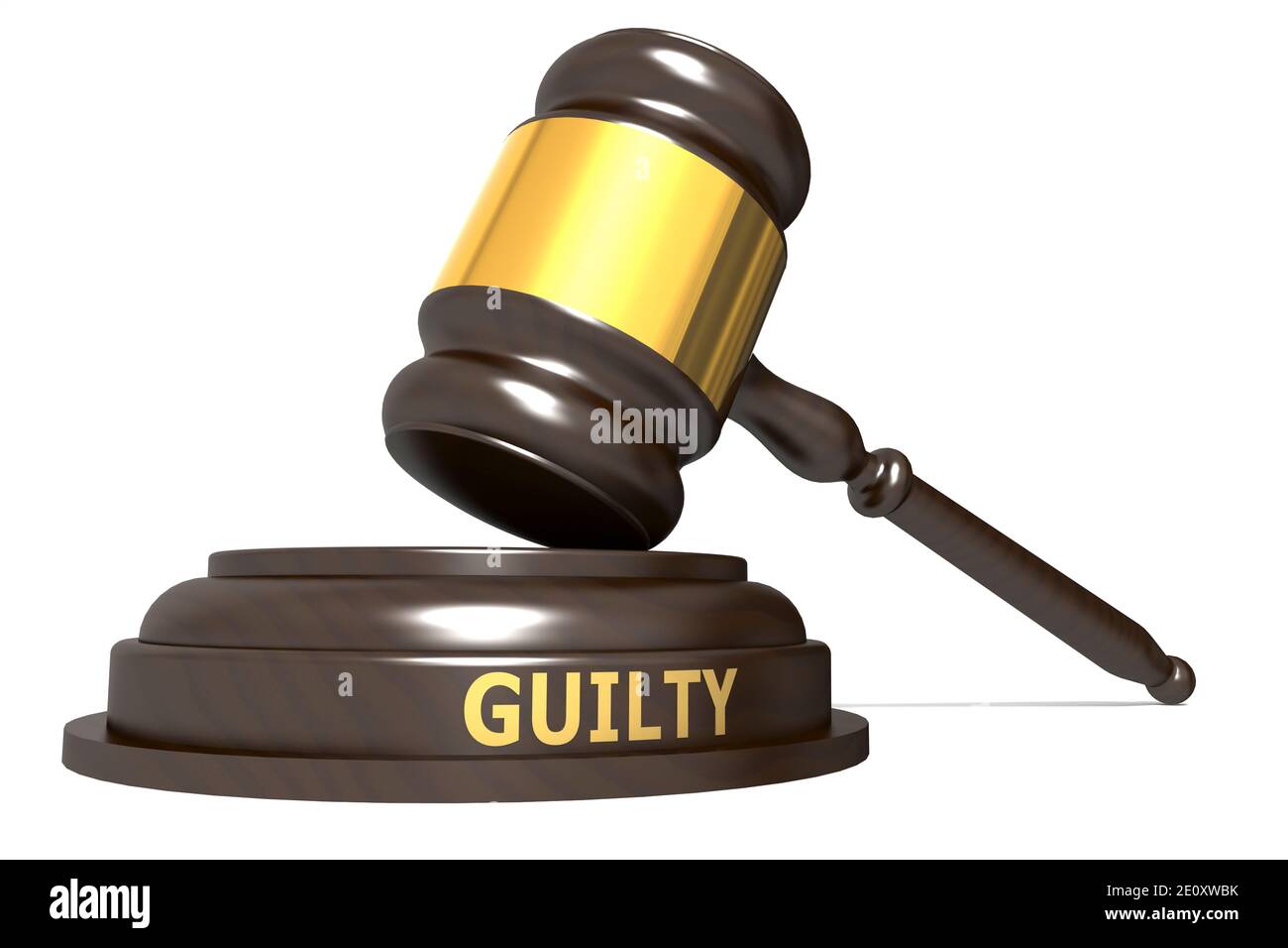 Wooden judge gavel with guilty word, 3d rendering Stock Photo - Alamy