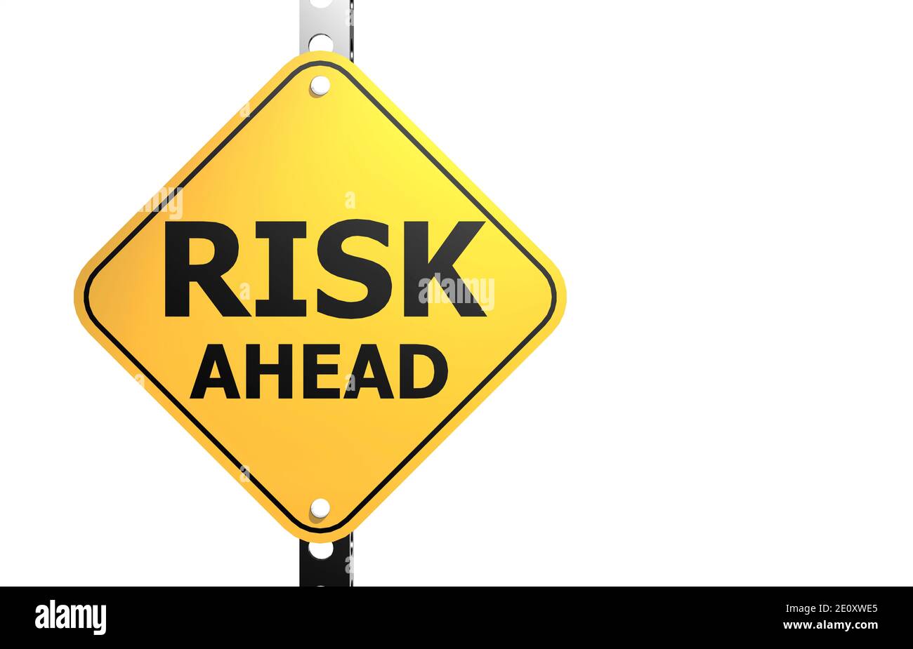 Yellow road sign with risk ahead word, 3d rendering Stock Photo - Alamy