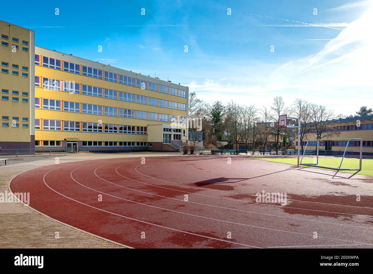 Renovated Primary School With Sports Field In Berlin Stock Photo - Alamy