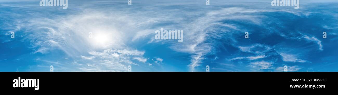 Blue sky with light clouds Seamless panorama in spherical ...