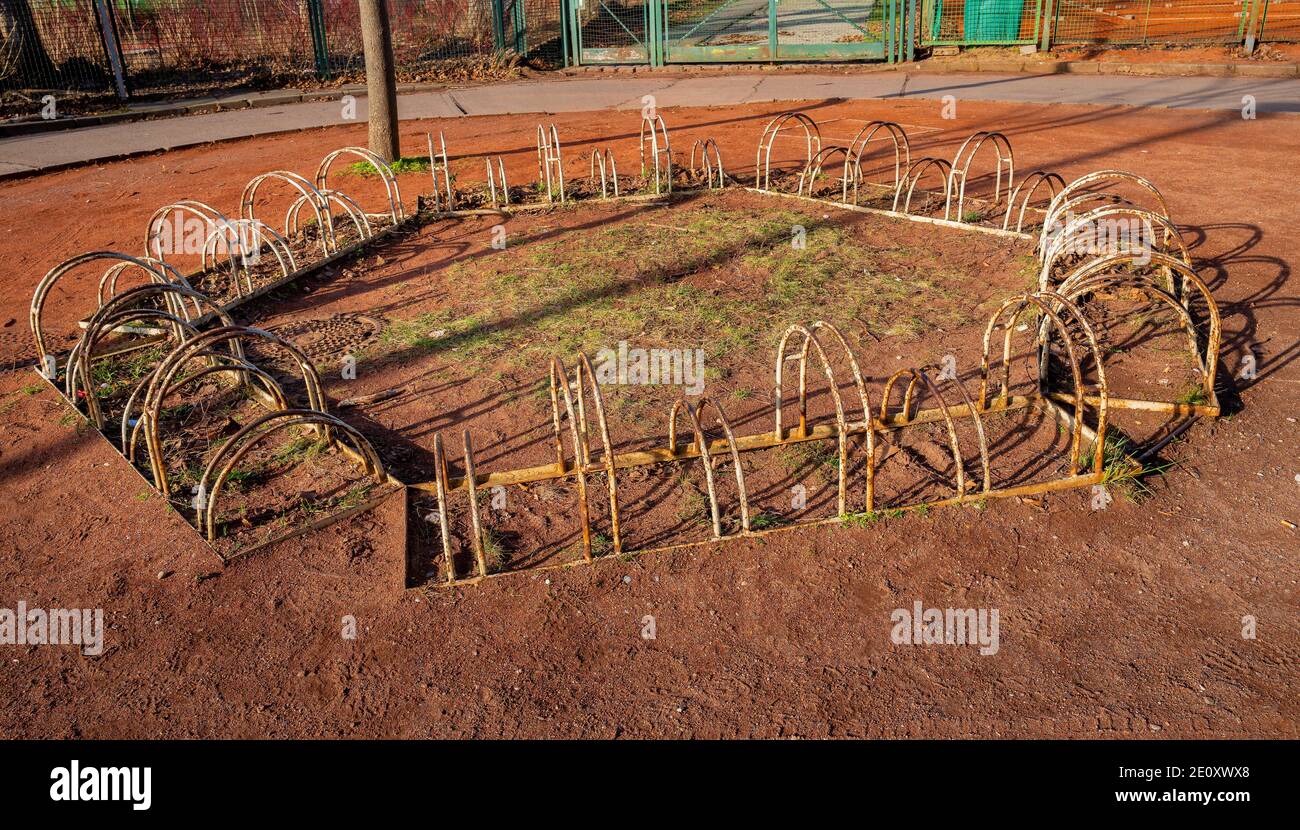 Old Rusty Bike Rack Stock Photo - Alamy