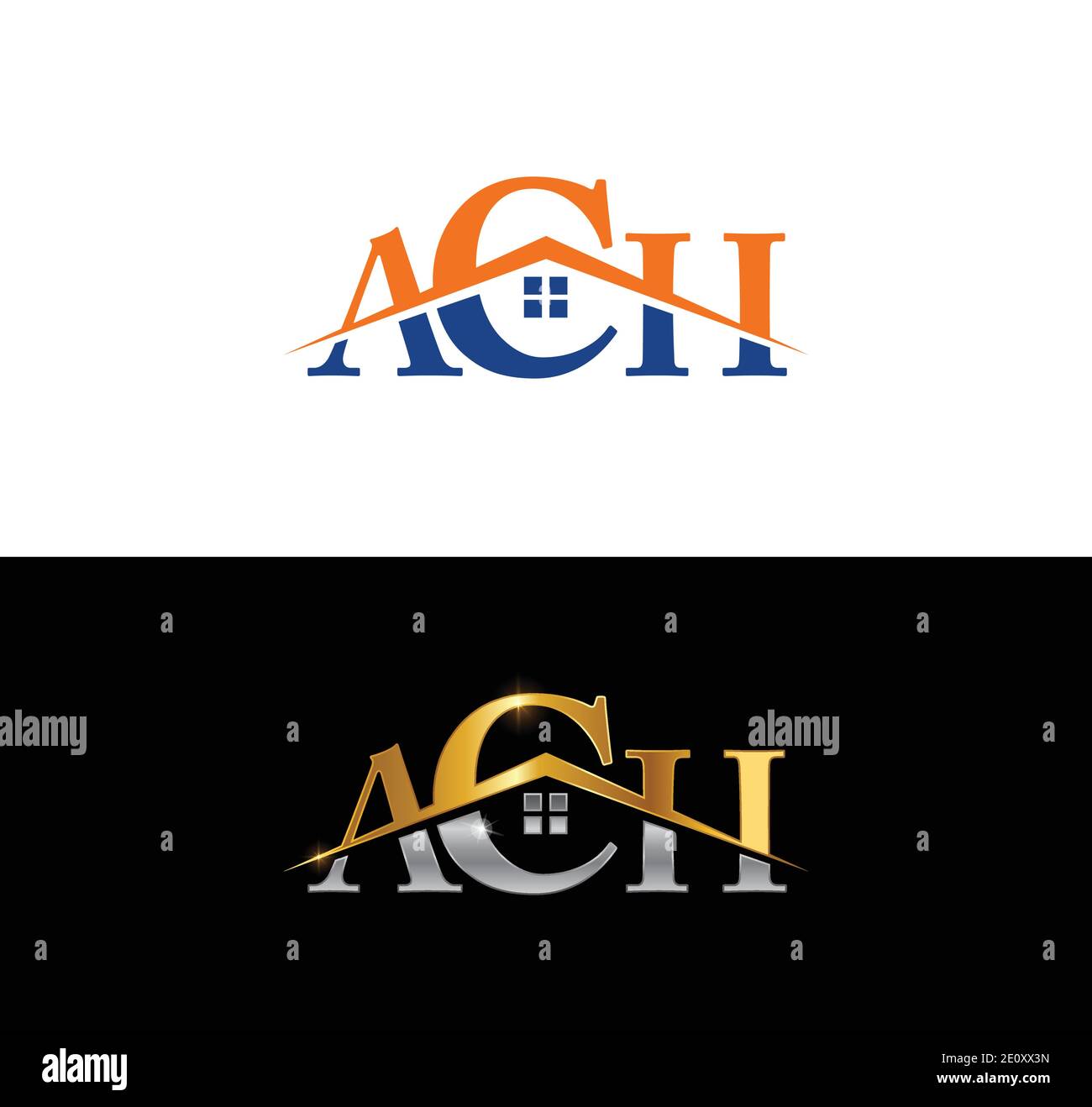 A Vector Illustration of ACH Monogram Initial Real Estate Sign in white ...