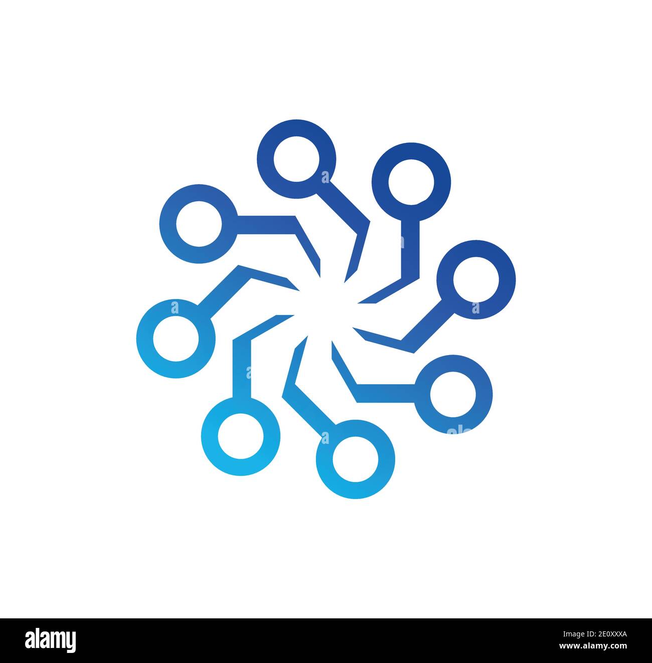 A Vector Illustration of Blue Circle Technology Sign in white ...