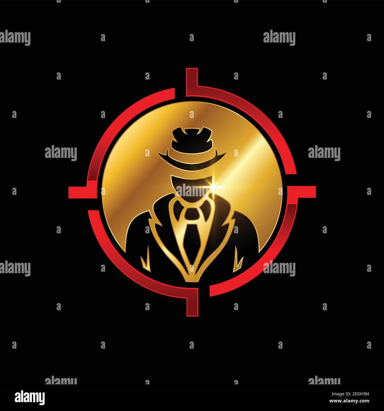 A Vector Illustration of Gold Spy and Red Target Symbol Sign Stock ...