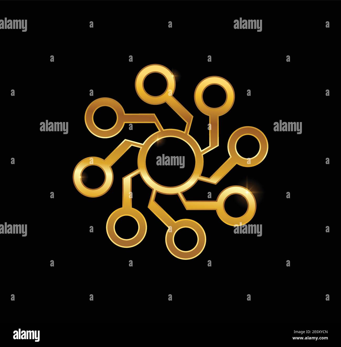 A Vector Illustration of Golden Technology Circle Sign in black ...