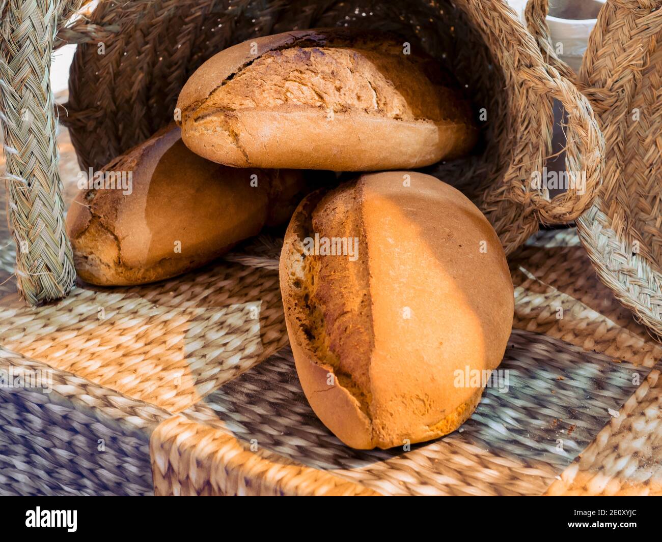 Rustic White Bread Loafs In A Bakery Shop Stock Photo - Alamy