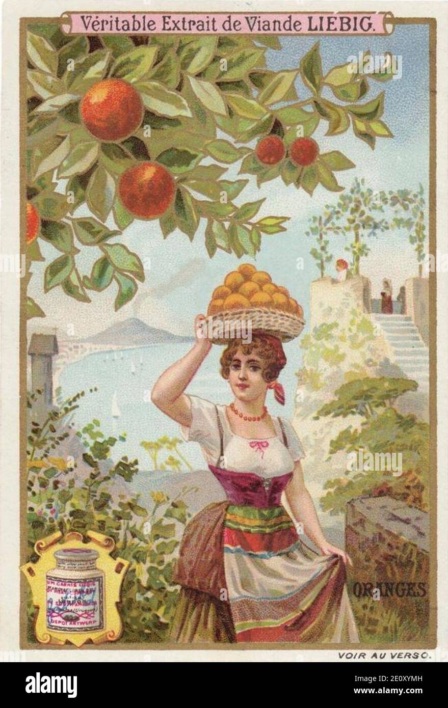 Liebig card - A Neapolitan woman with oranges Stock Photo - Alamy