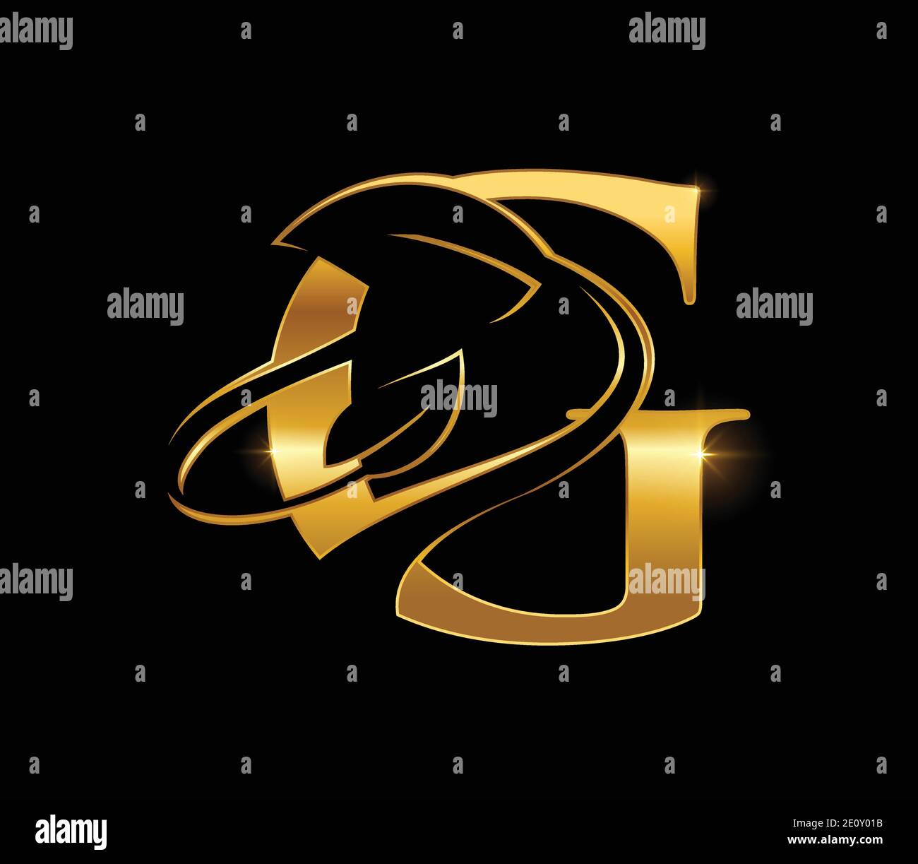 A Vector Illustration of Golden Leaf Monogram Initial Letter G Stock ...