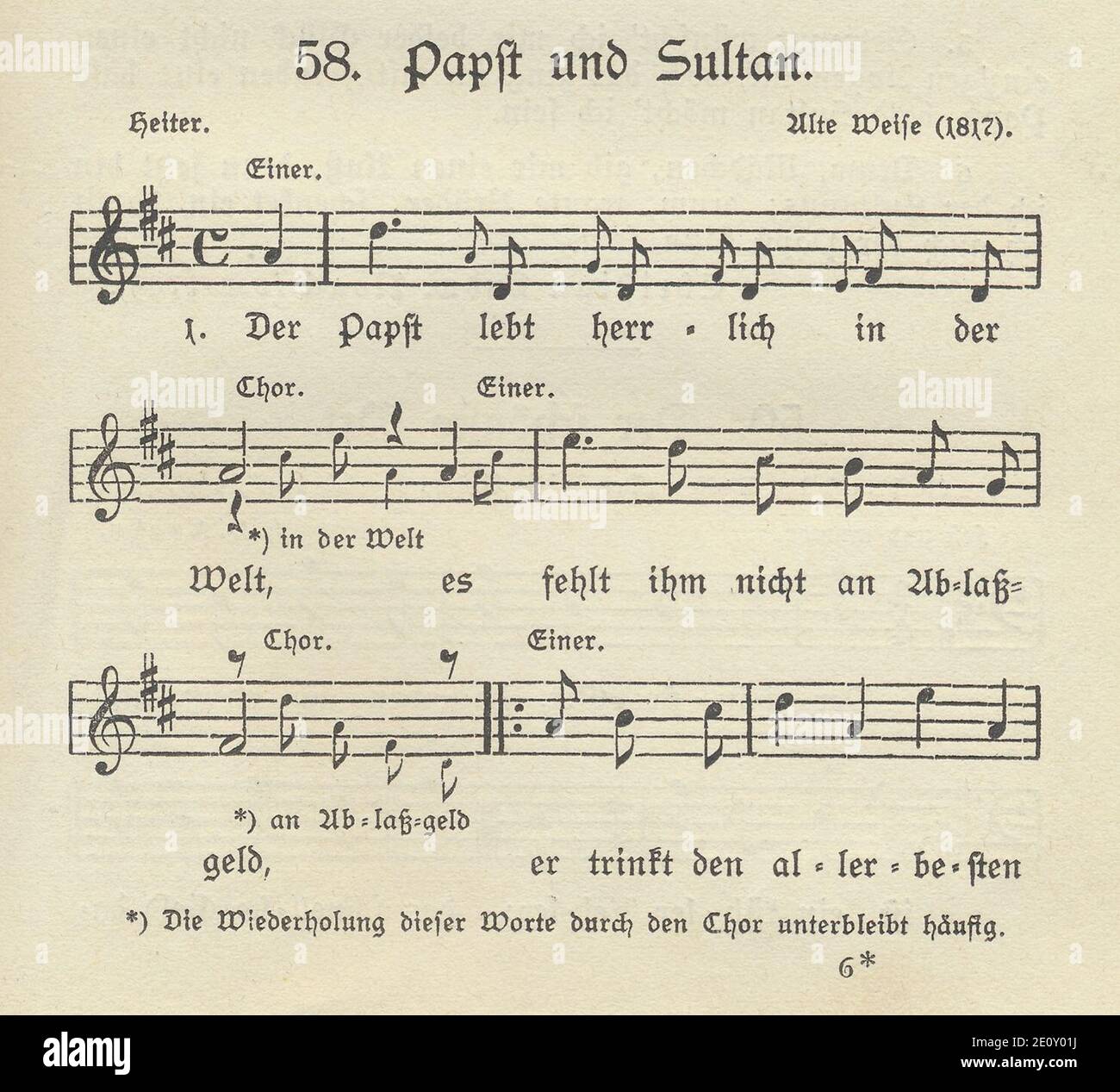Liederbuch fuer die Deutschen in Oesterreich - Papst und Sultan 1 Stock ...