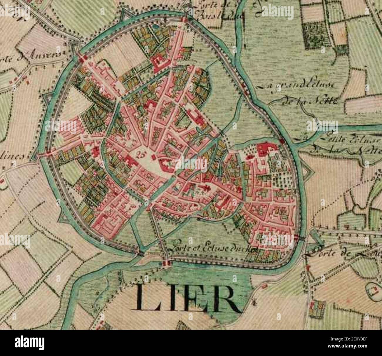 Lier, Belgium ; Ferraris Map Stock Photo - Alamy