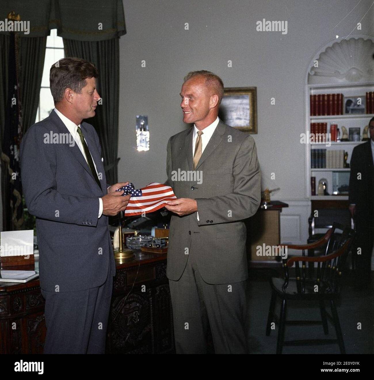 Lieutenant Colonel John H. Glenn, Jr., Presents a Gift to President ...