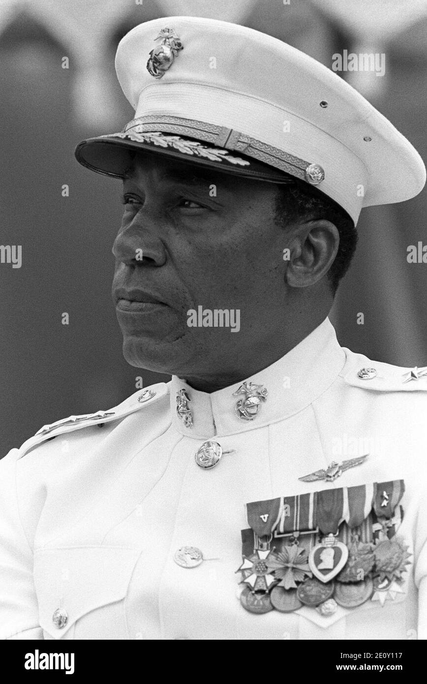 Lieutenant General Frank E. Petersen Jr. attends the commissioning of ...