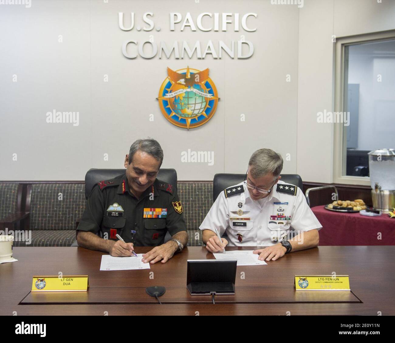 Lieutenant General Bryan Fenton and Lieutenant General Satish Dua sign ...