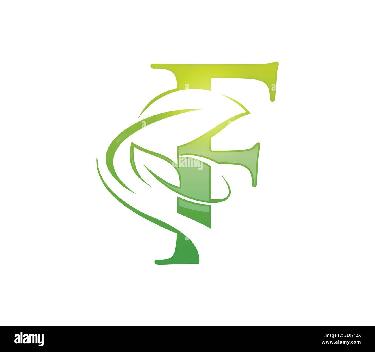 A Vector Illustration of Leaf Monogram Initial Letter F in white ...
