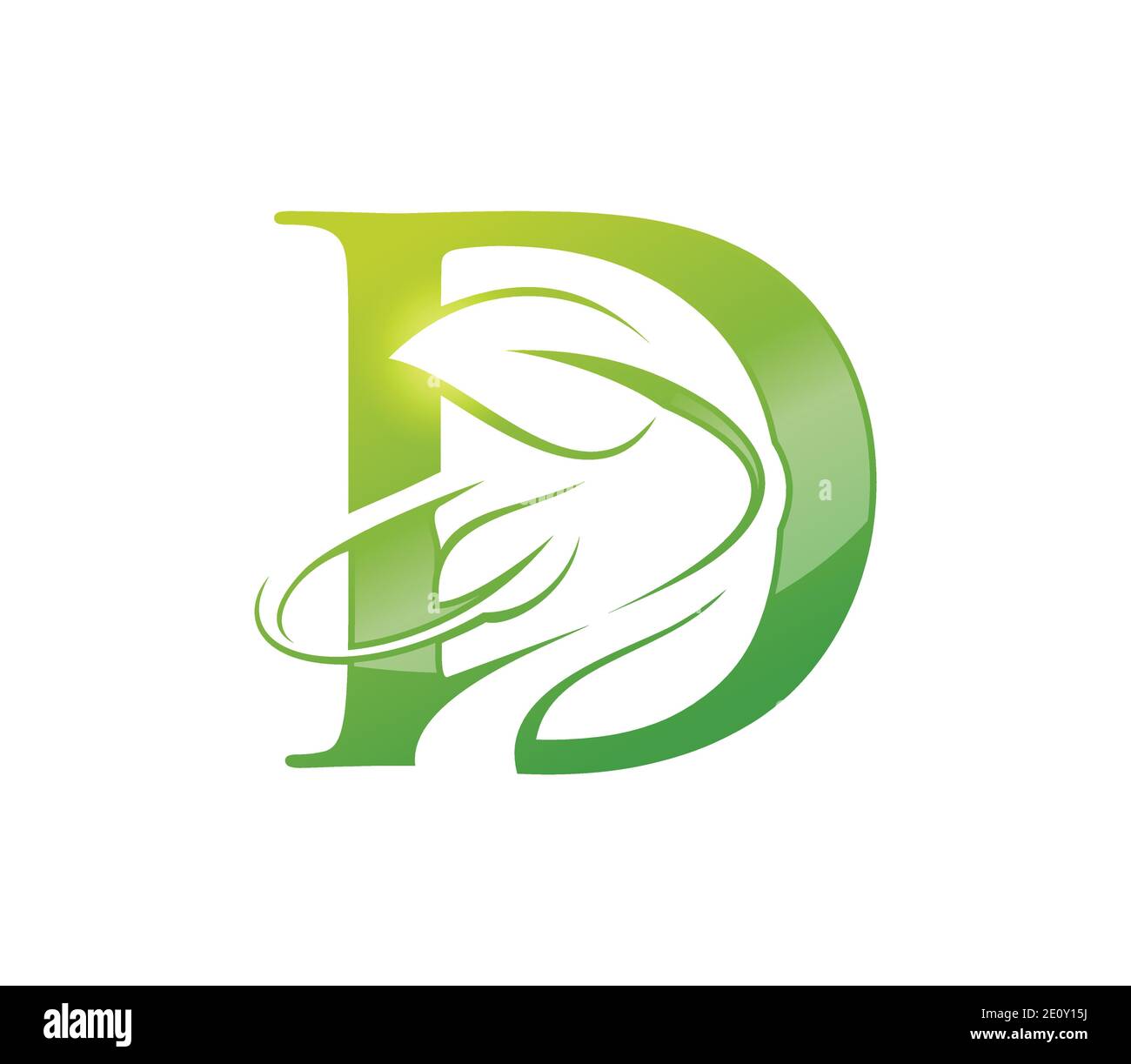 A vector Illustration of Leaf Monogram Initial Letter D with white ...
