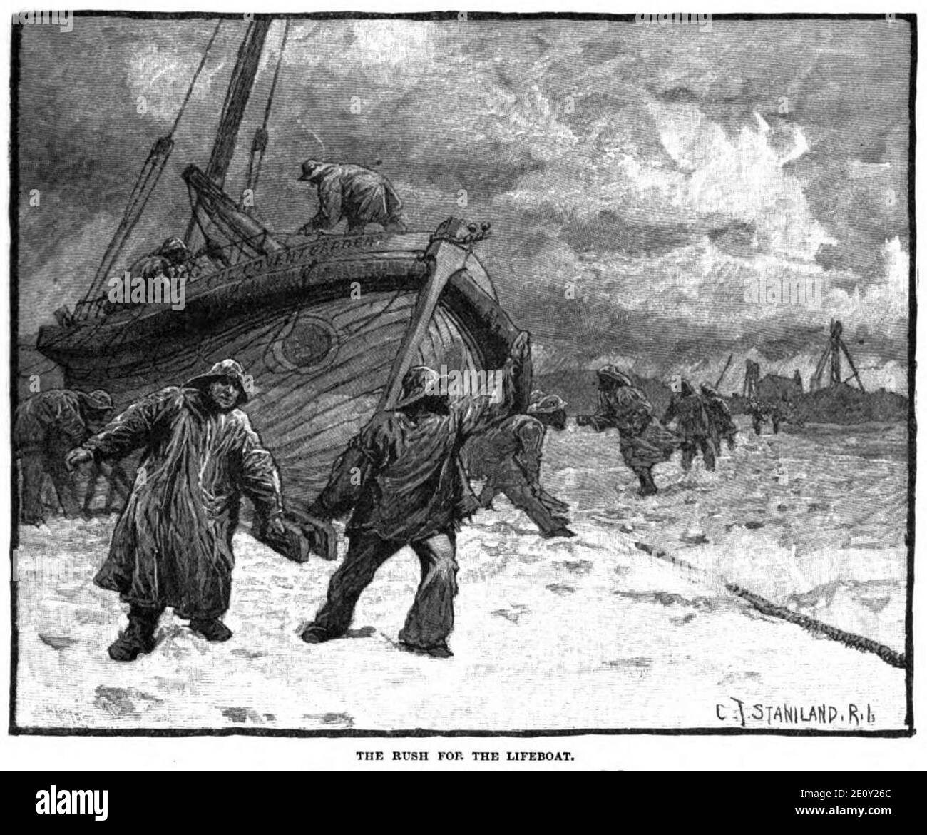 Lifeboats and Lifeboat-men by C F Staniland-The Rush for the Lifeboat ...