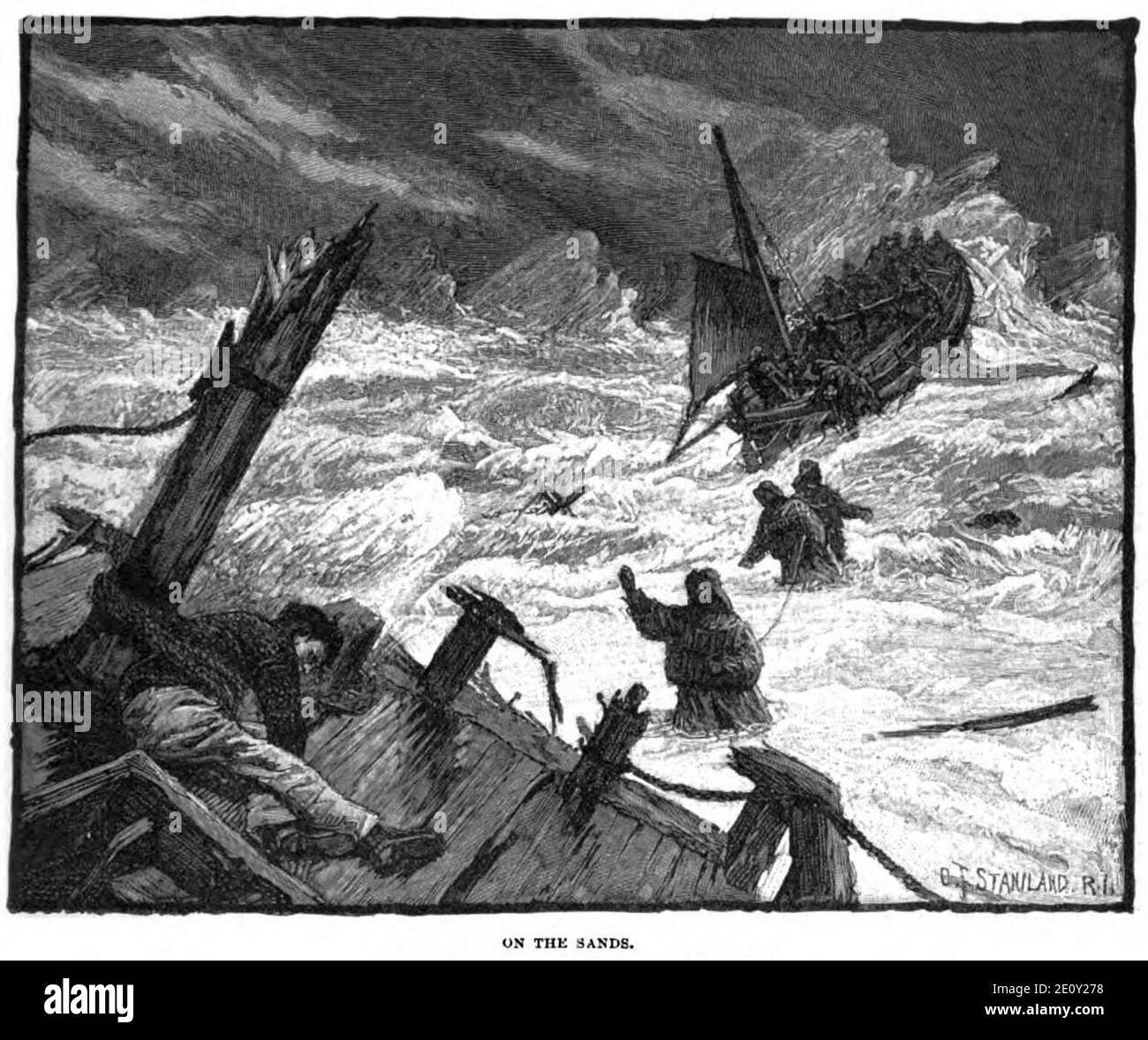 Lifeboats and Lifeboat-men by C F Staniland-On the Sands Stock Photo ...