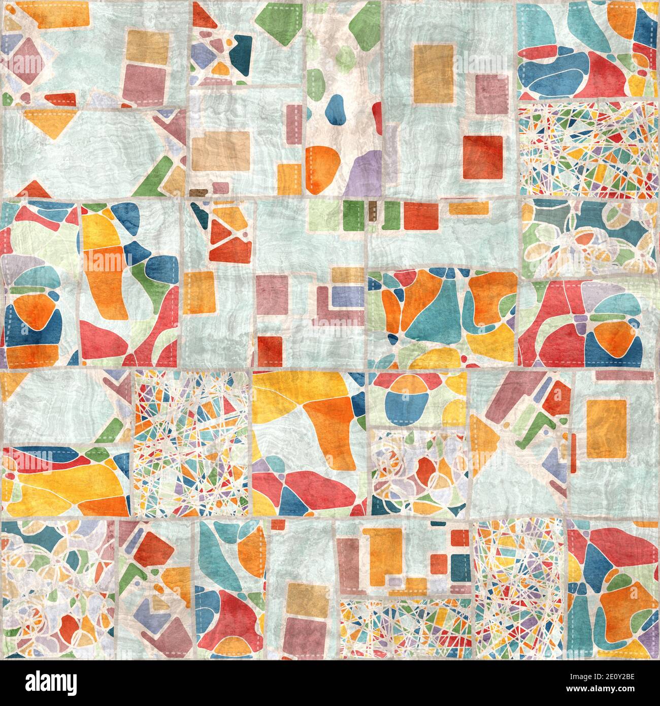 Seamless patchwork collage mix quilt pattern print Stock Photo - Alamy