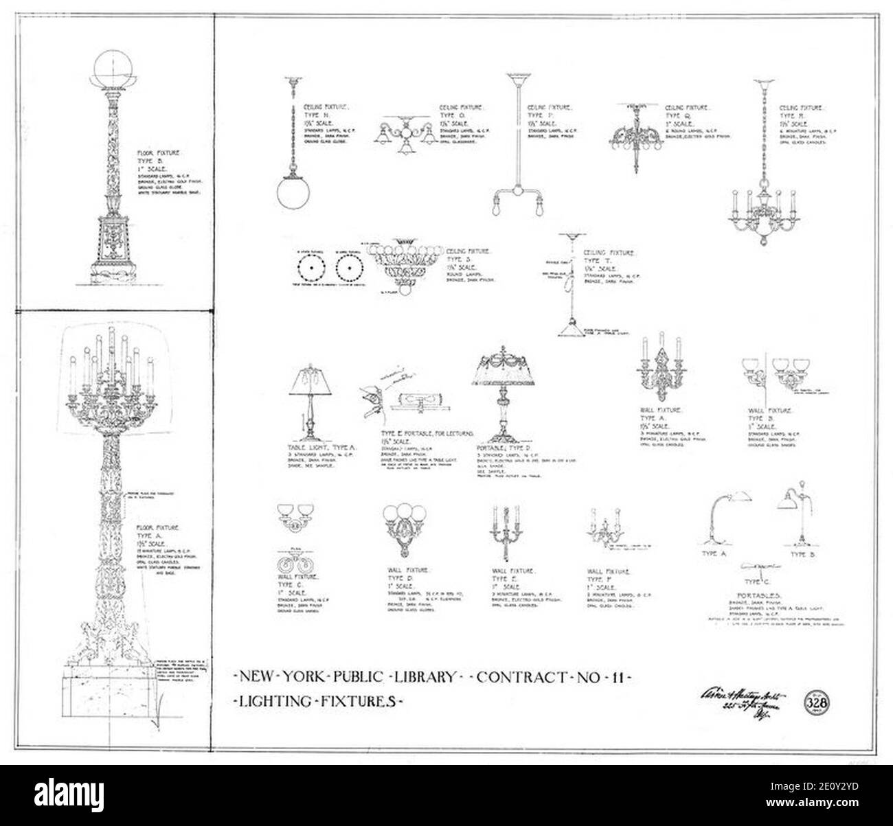 Lighting fixtures architectural plans New York Public Library 1909 ...